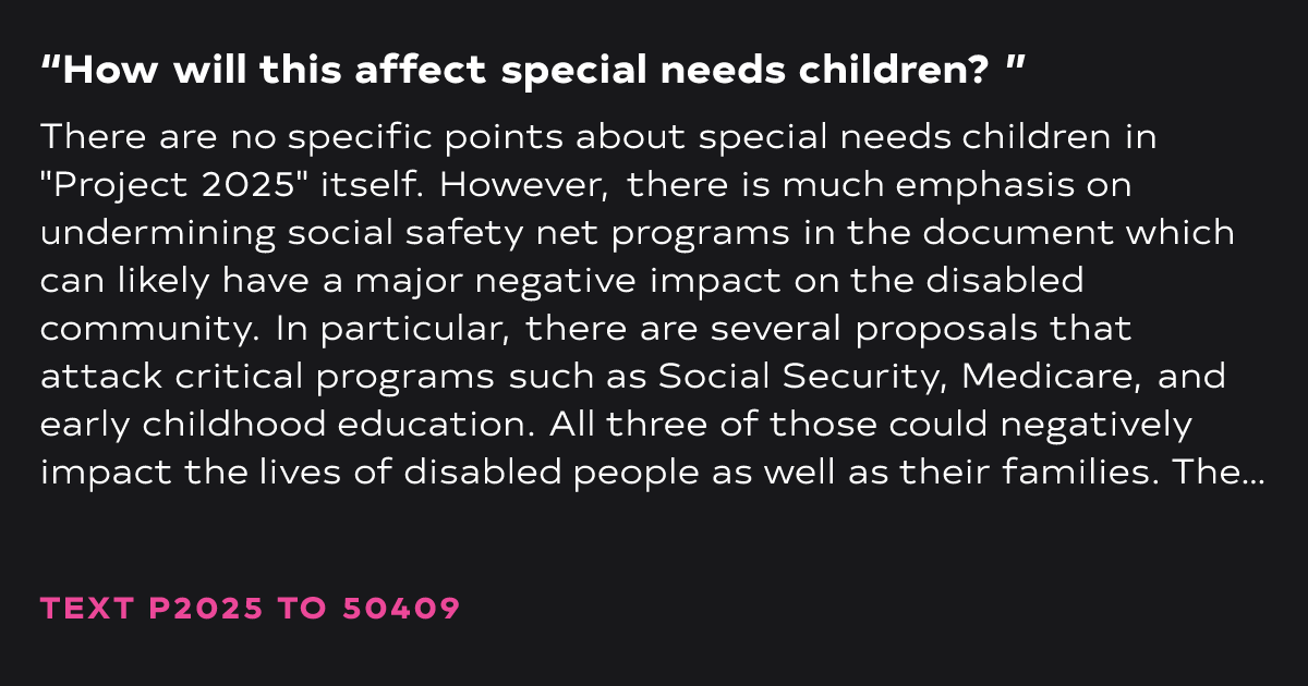 Project 2025 - How will this affect special needs children? | Resistbot